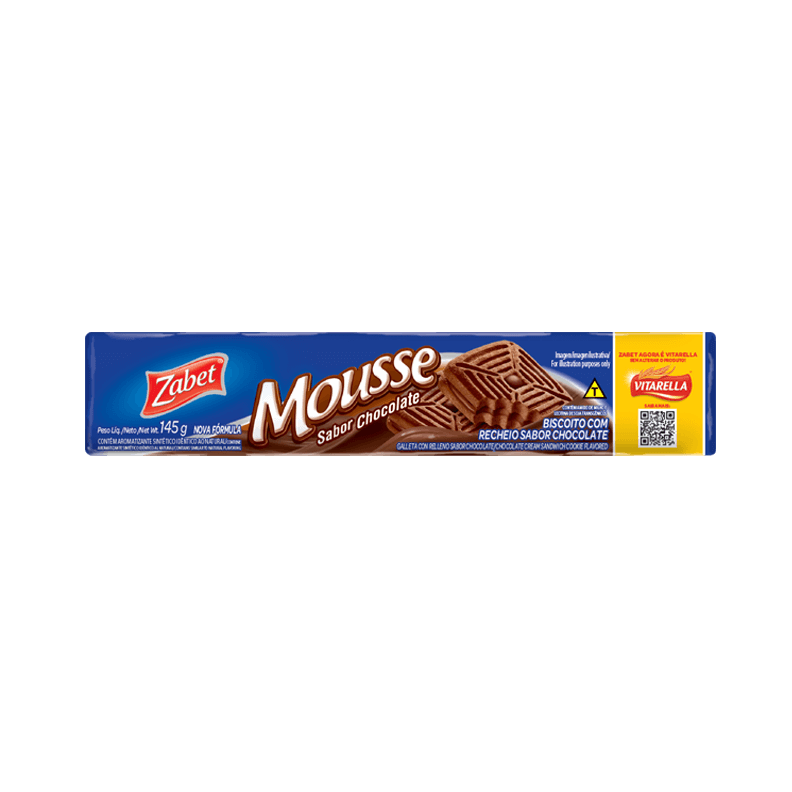 Recheado Mousse Chocolate Zabet | Vitarella - Tem diferença. Tem sabor.